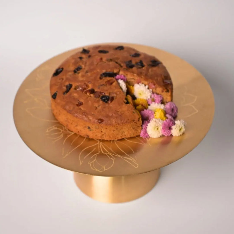 Pure Brass Cake Stand – Laser-Etched Peony Flower Design | Luxury Dess ...